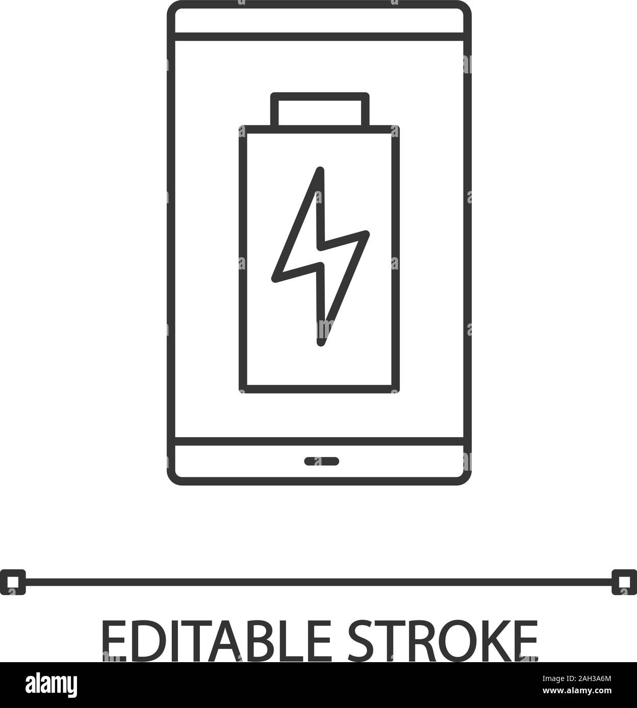 Smartphone battery charging linear icon. Thin line illustration. Mobile ...