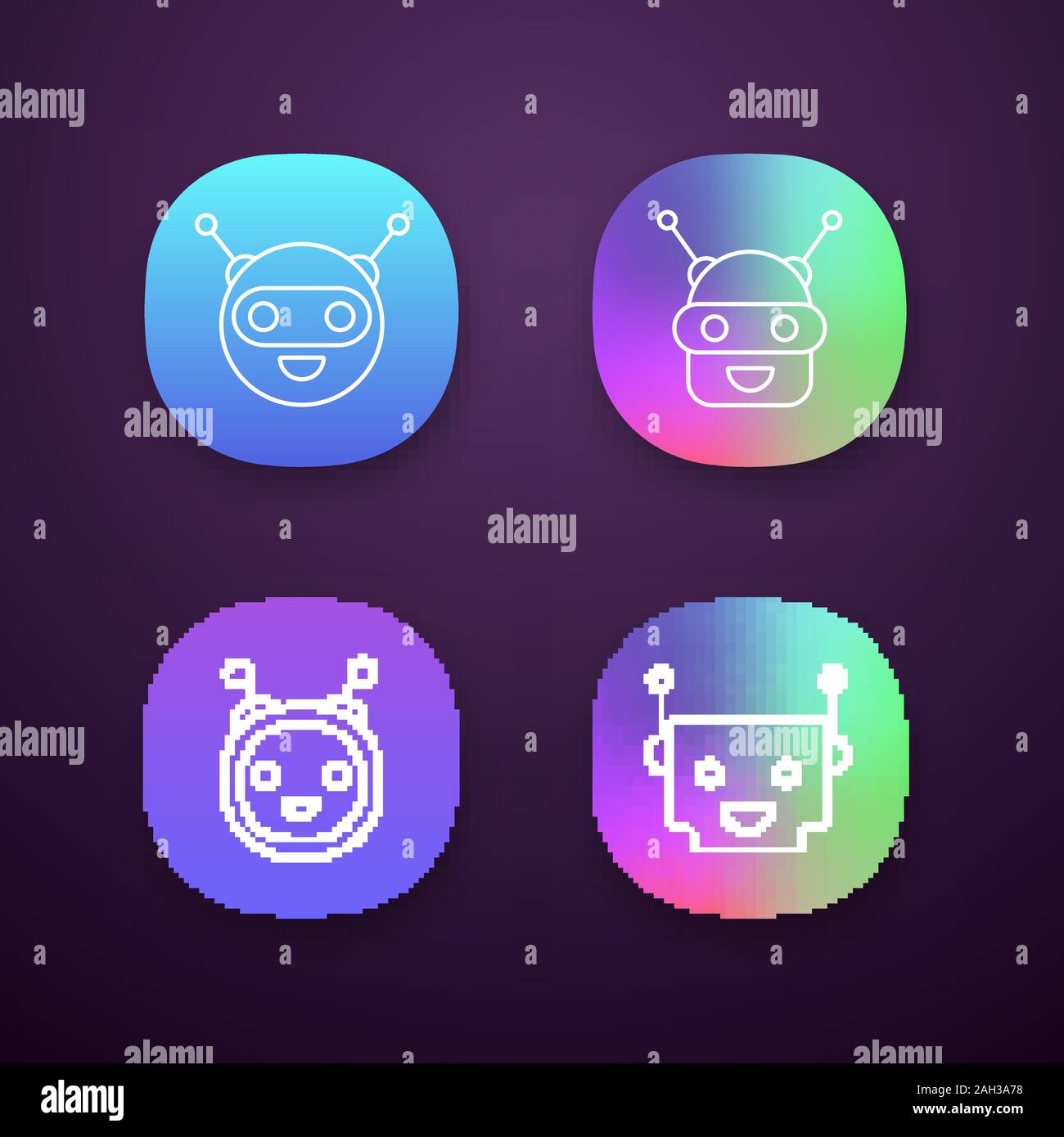 Chatbots App Icons Set Uiux User Interface Talkbots Laughing