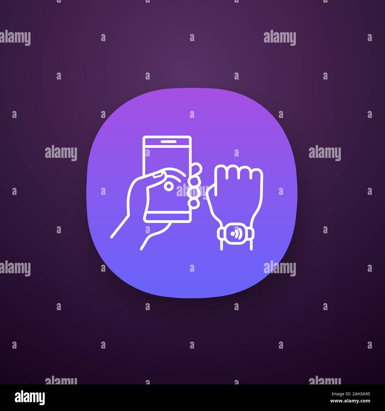 NFC bracelet connected to smartphone app icon. NFC phone with ...