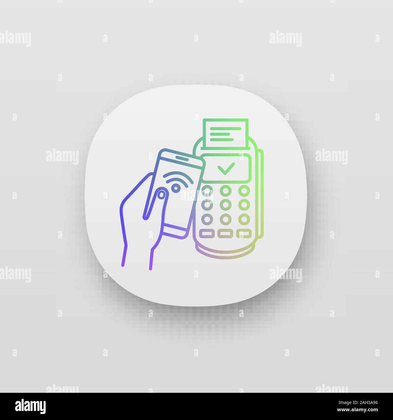 Successful NFC smartphone payment app icon. UI/UX user interface. NFC phone and POS terminal ...
