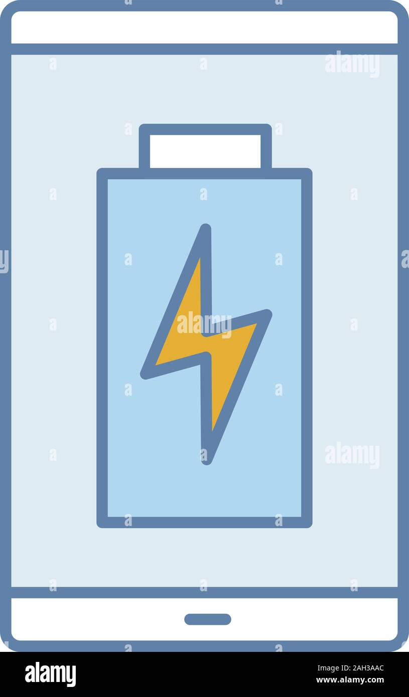 Smartphone battery charging color icon. Charge completed. Mobile phone ...