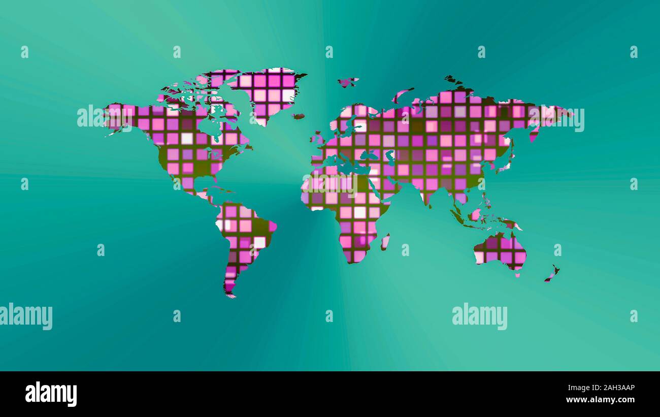 Abstract map with multiple color boxes newsroom background concept ...