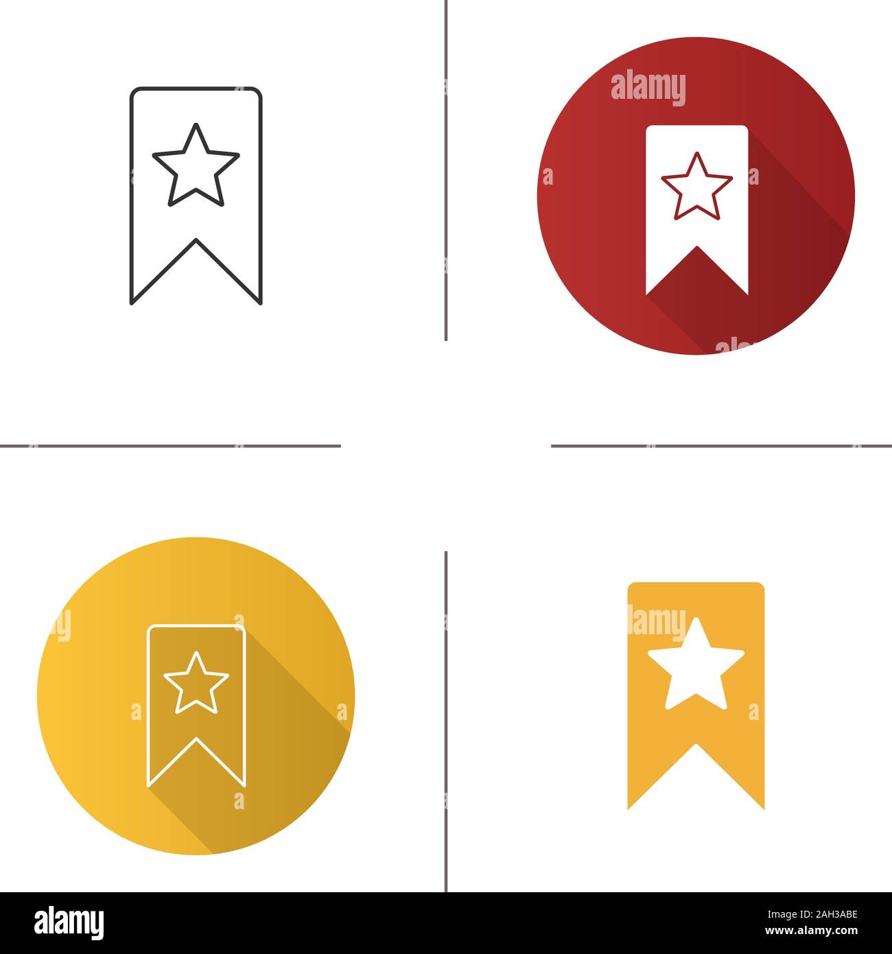 Bookmark with star icon. Add to favorite. Flat design, linear and color ...