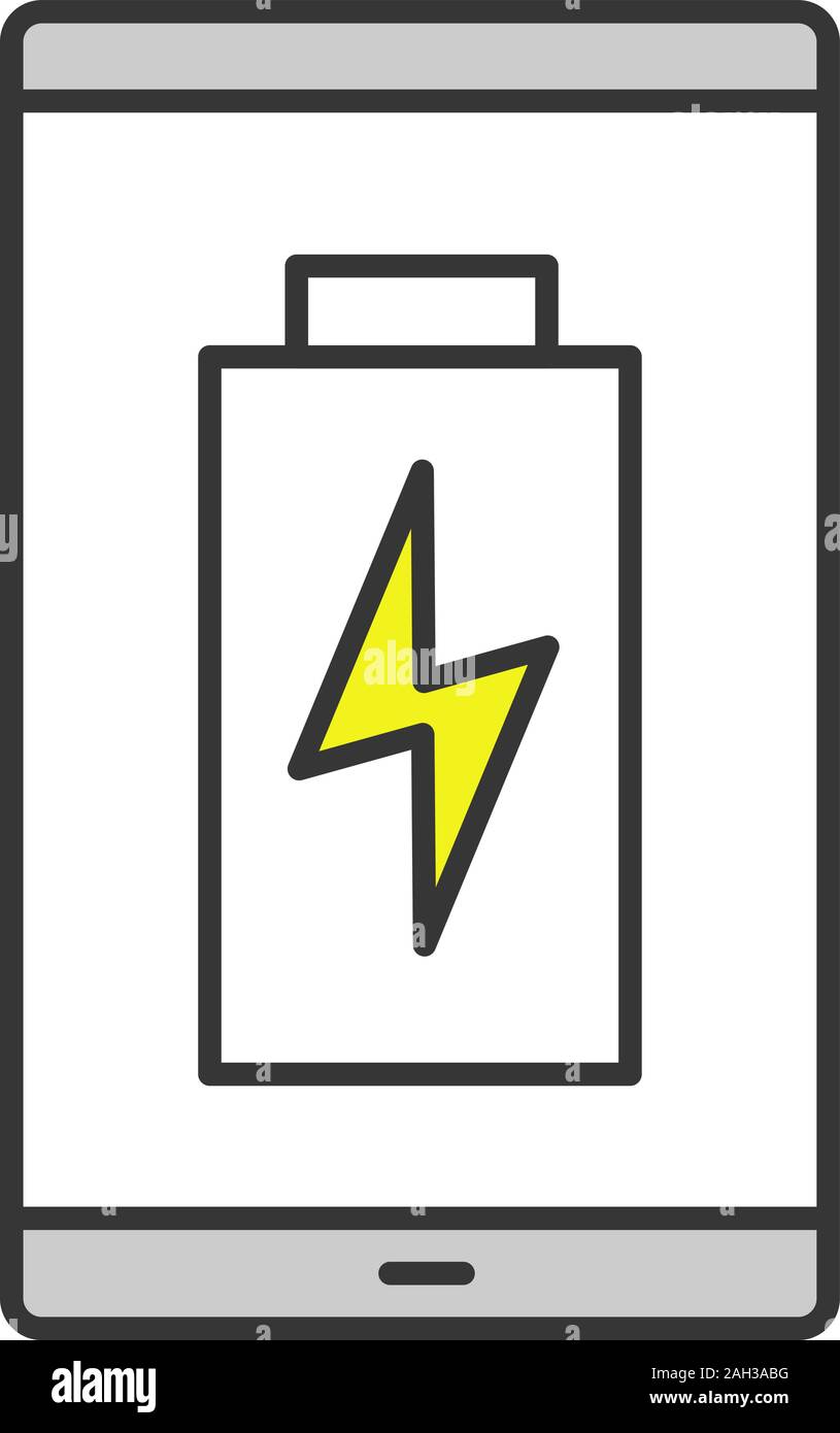 Smartphone battery charging color icon. Mobile phone battery level ...
