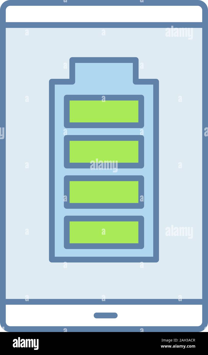 Fully charged smartphone battery color icon. Mobile phone charge ...