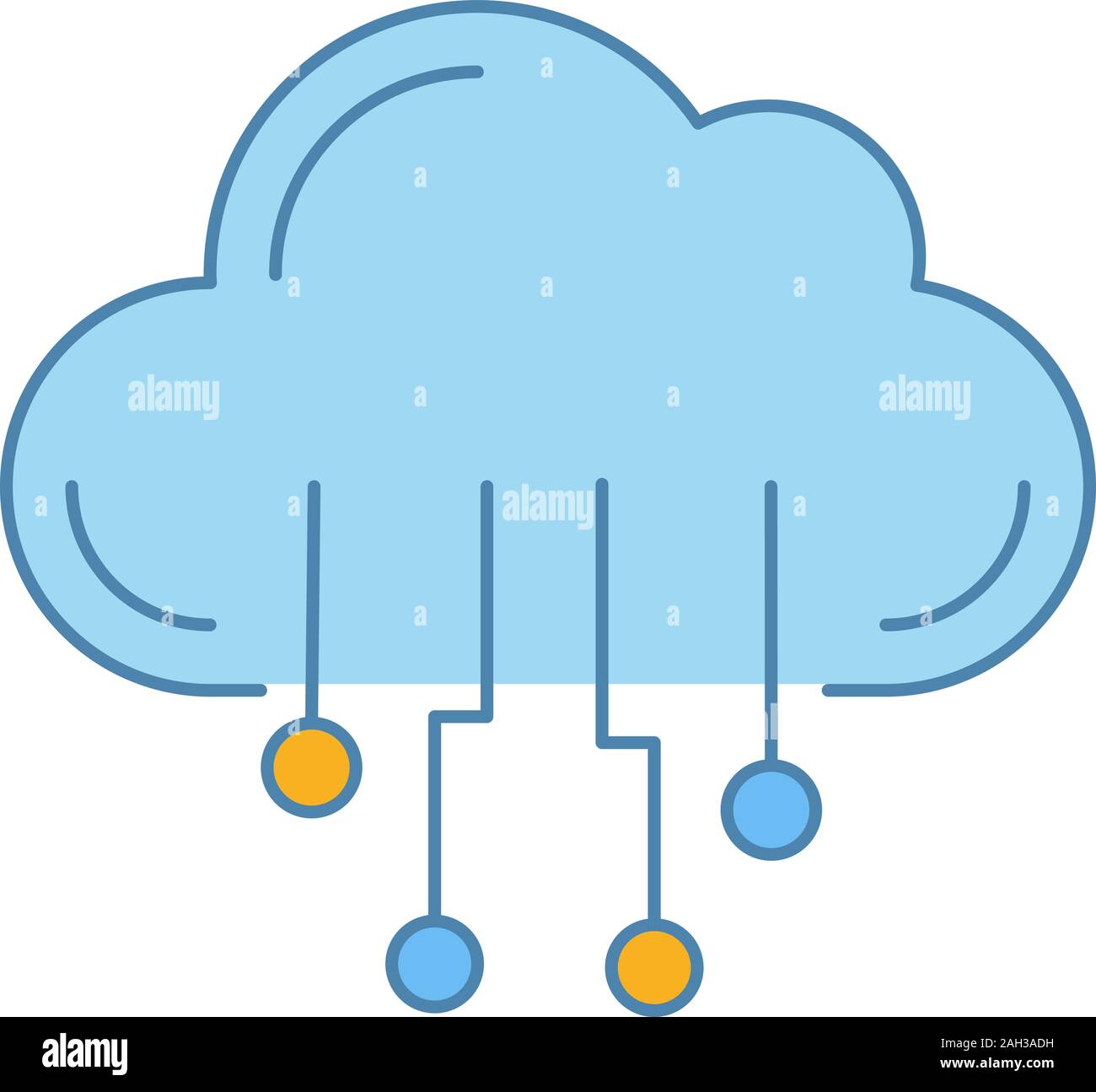 Cloud Computing Color Icon Data Cloud Cloud Network Big Data Database Artificial