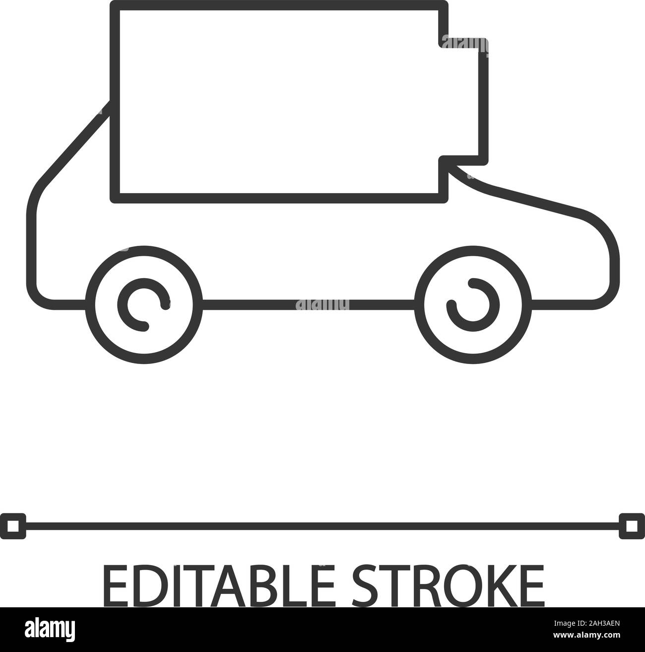 Discharged electric car linear icon. Eco automobile low battery. Thin ...