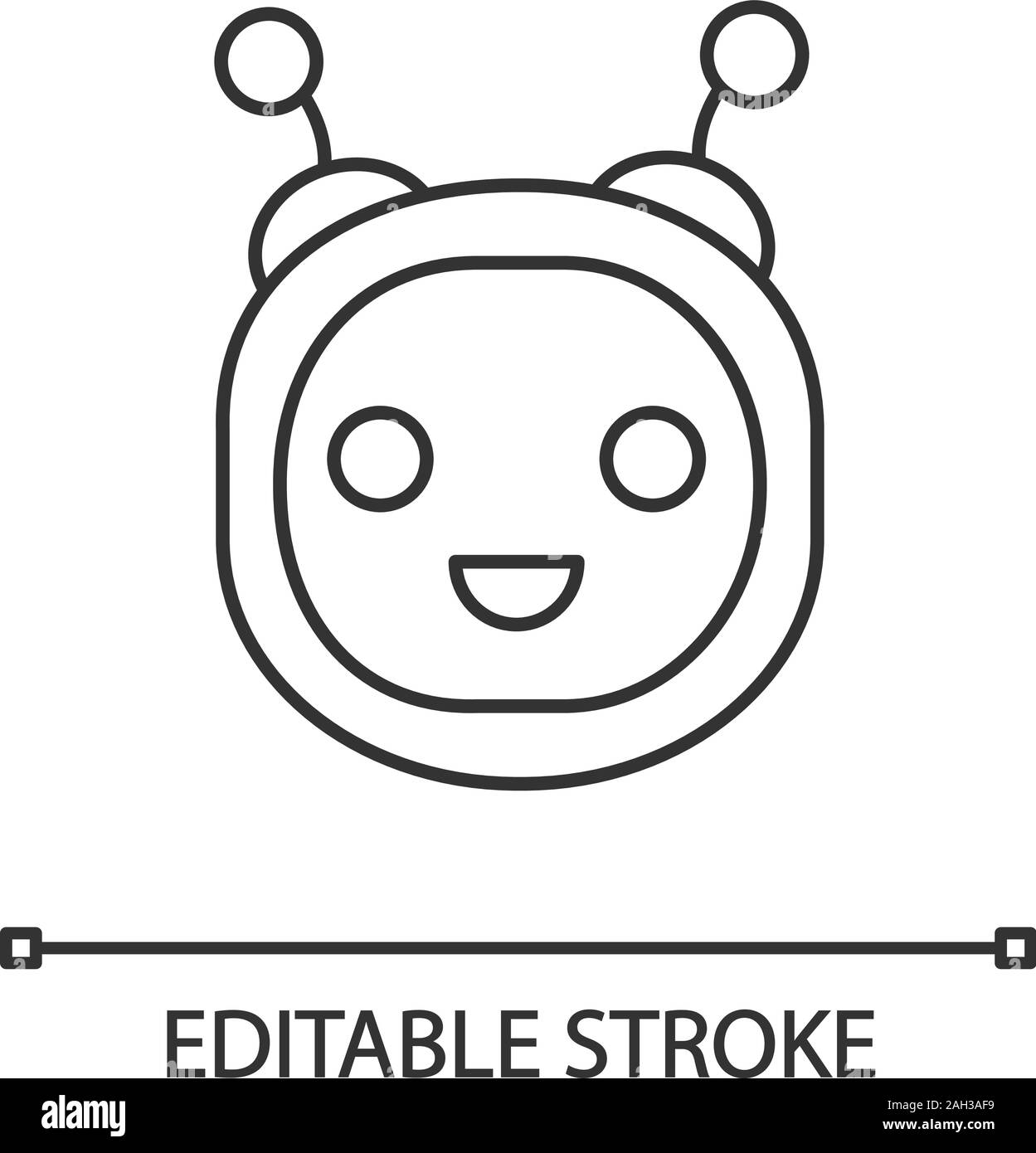 Chatbot linear icon. Thin line illustration. Modern robot. Round head ...