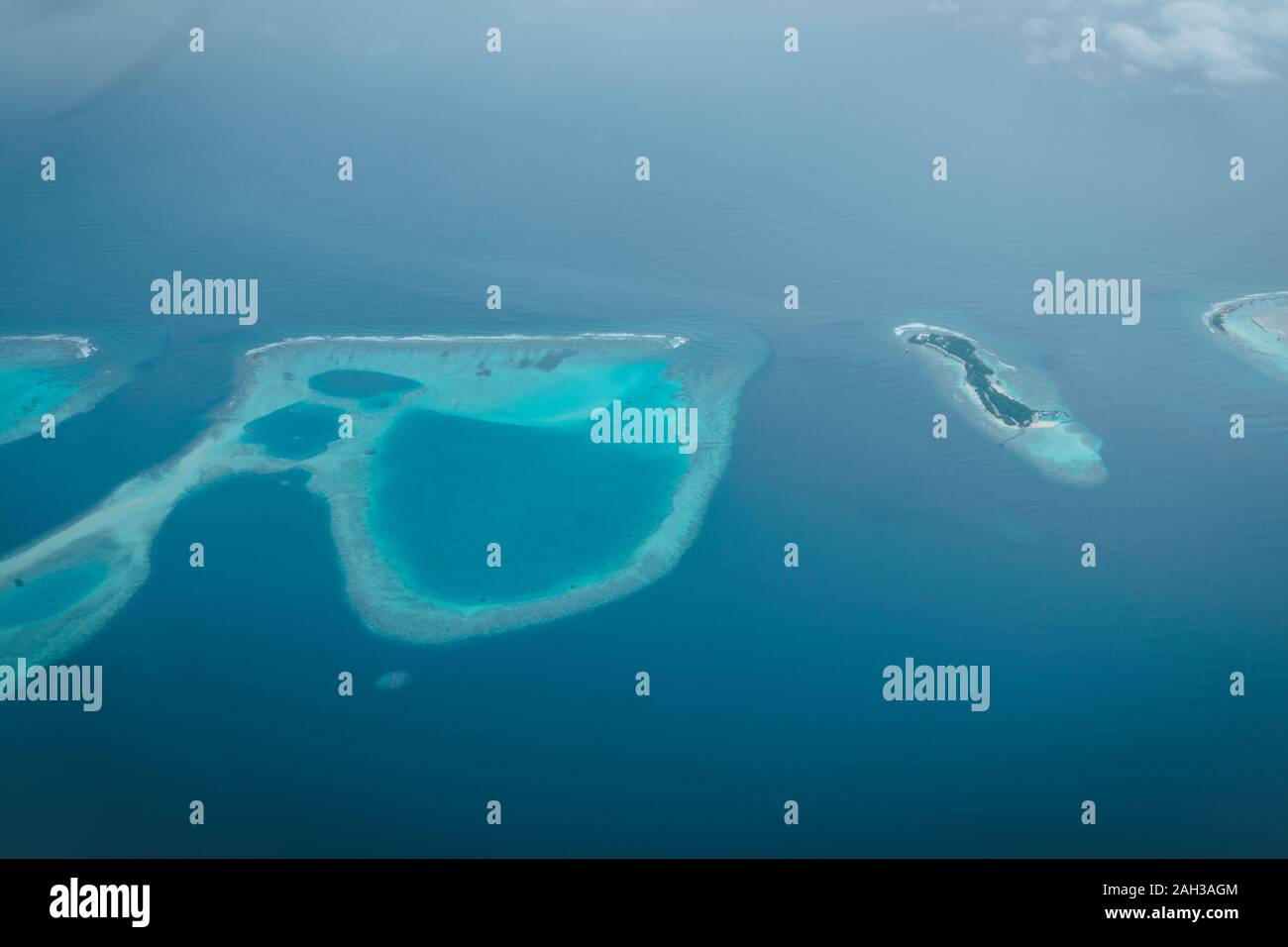 Maldives from the Sky with the blue sea and white sand and beach in the ...