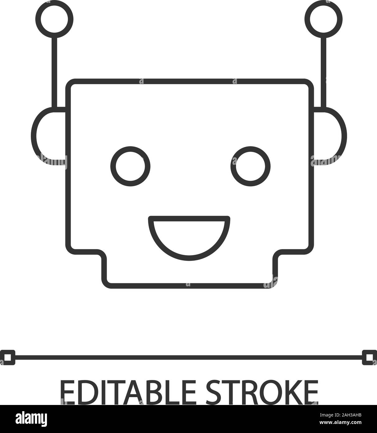 Chatbot linear icon. Thin line illustration. Modern robot. Square head ... Chatbot linear icon. Thin line illustration. Modern robot. Square head ...