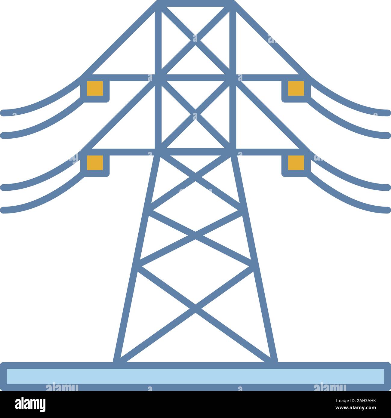 High voltage electric line color icon. Powerline. Electric power pylon ...
