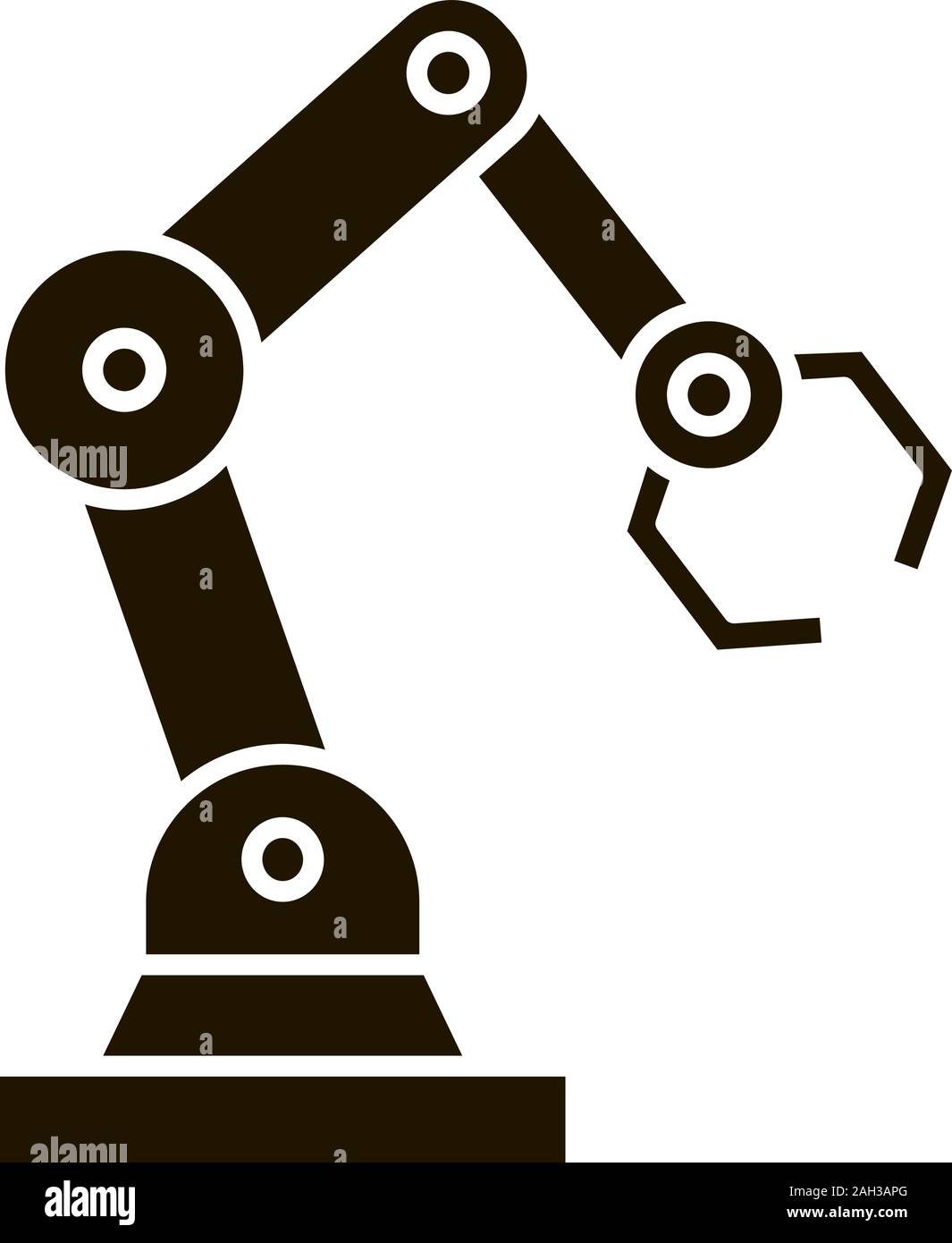 Industrial robotic arm glyph icon. Robot hand. Silhouette symbol ... Industrial robotic arm glyph icon. Robot hand. Silhouette symbol ...
