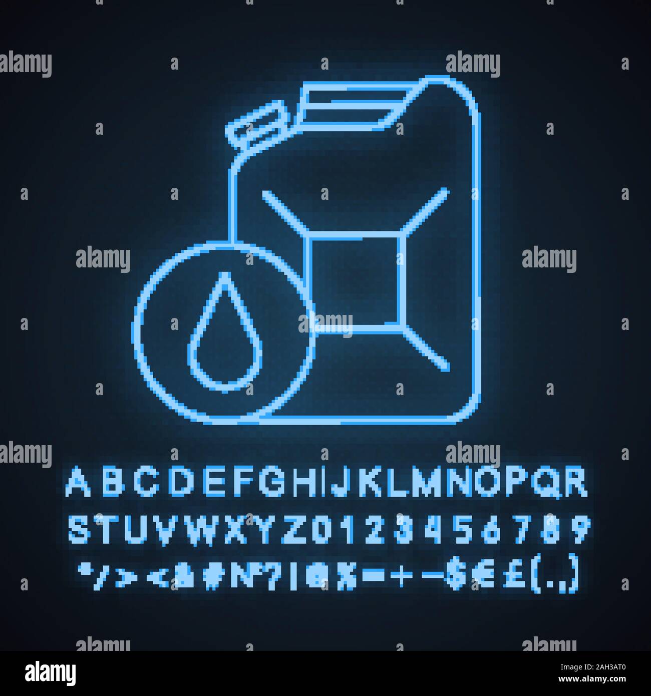 Steel jerry can neon light icon. Gasoline can. Petrol. Fuel container ...