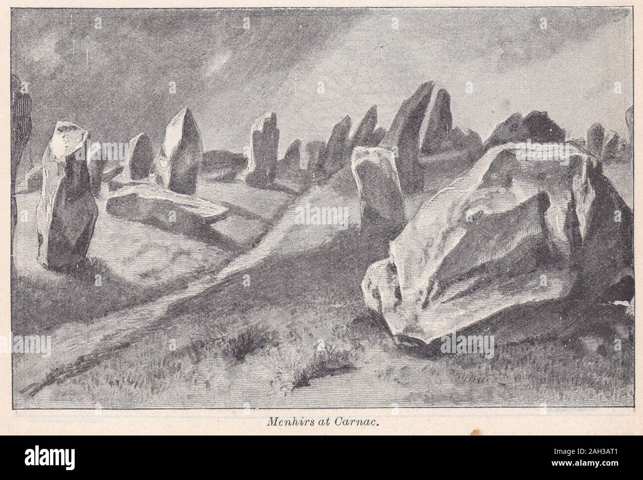 Vintage illustration / drawing of Menhirs at Carnac Stock Photo - Alamy
