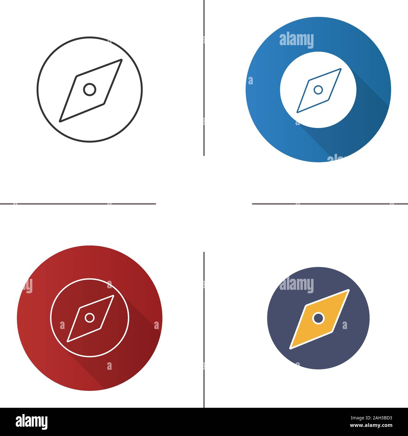 Explore tool icon. GPS navigation. Compass. Flat design, linear and ...