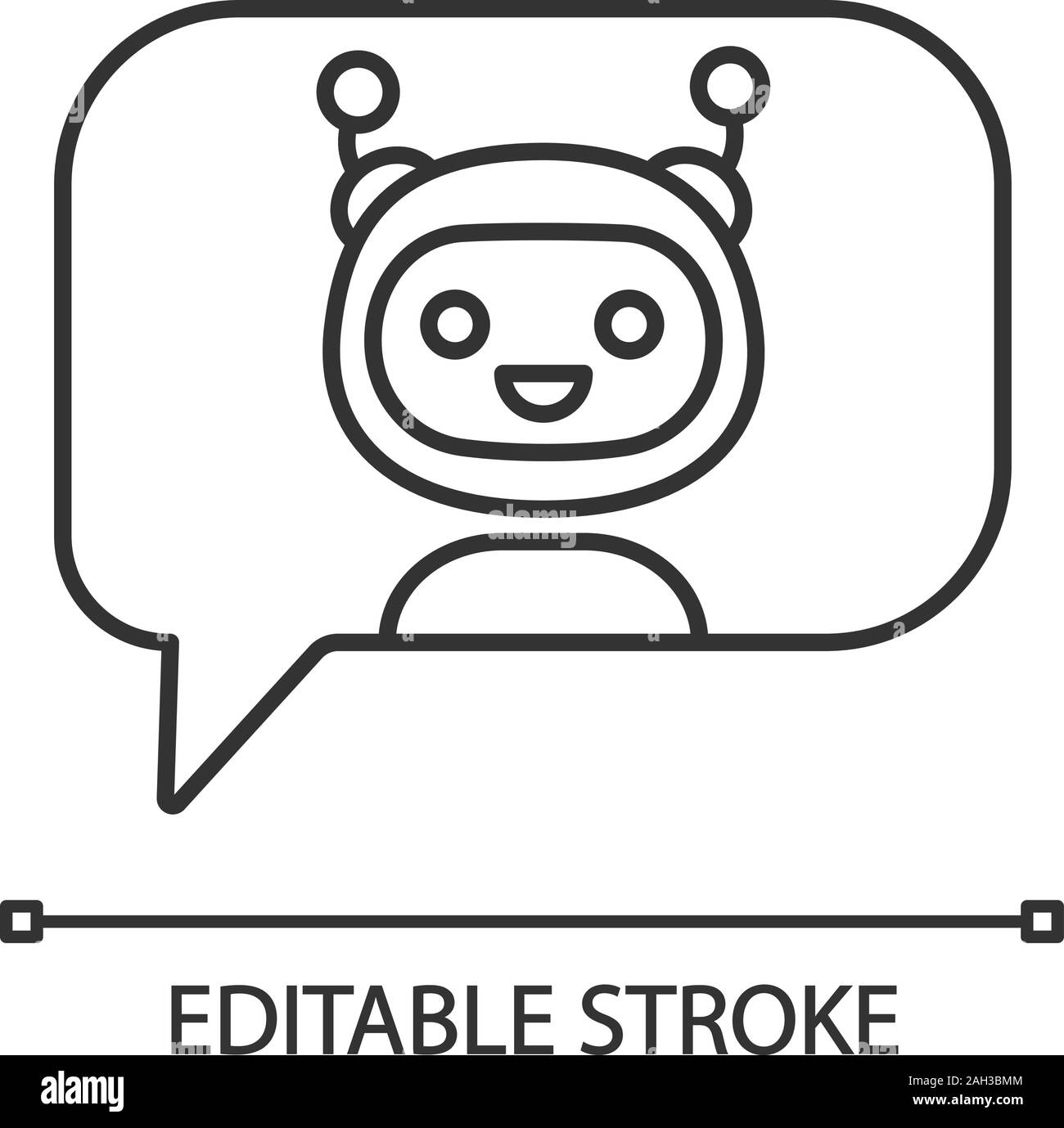 Chatbot In Speech Bubble Linear Icon Thin Line Illustration Talkbot Virtual Assistant Online