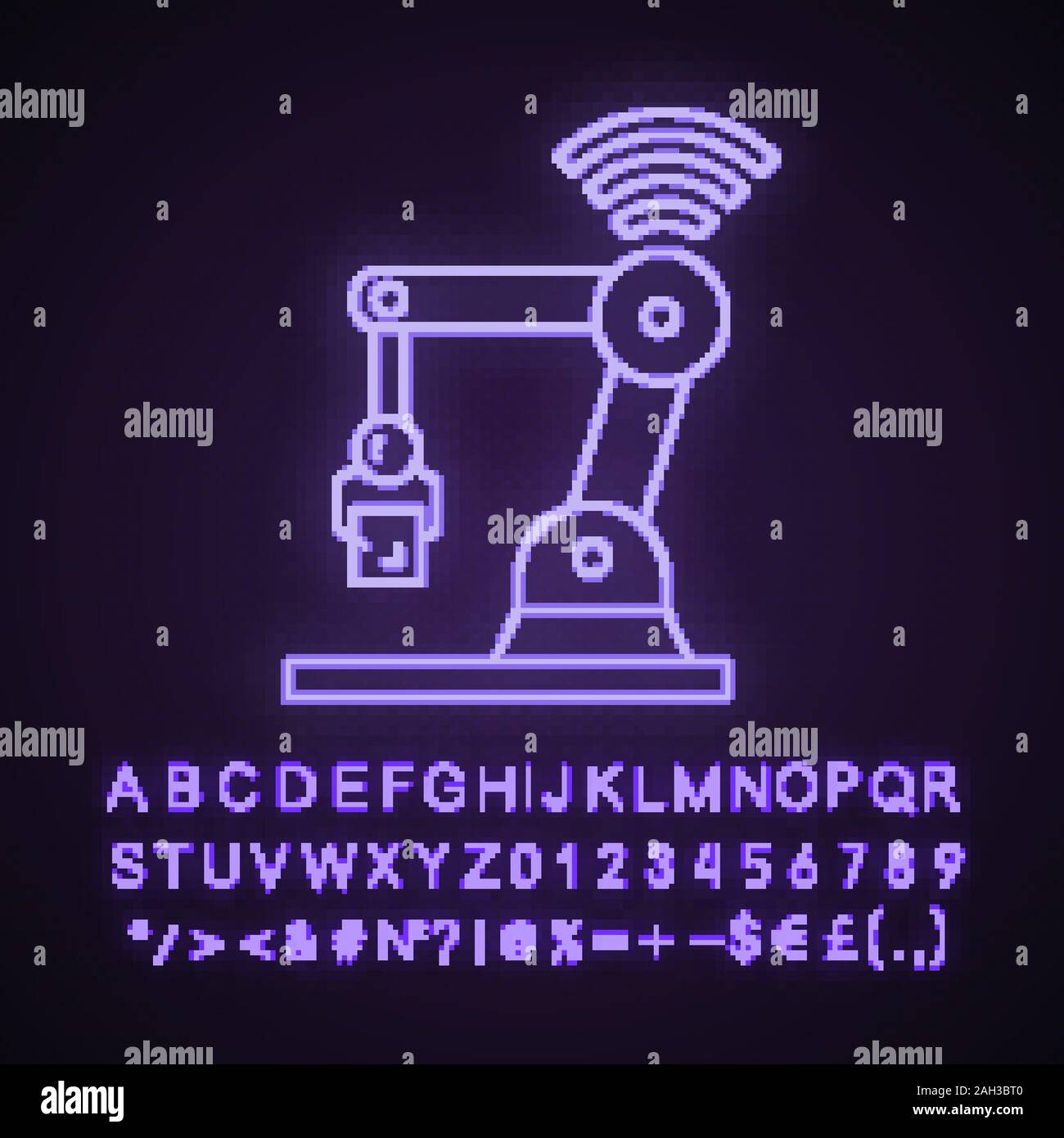 IoT robot neon light icon. Internet of things. Automation robotics ...