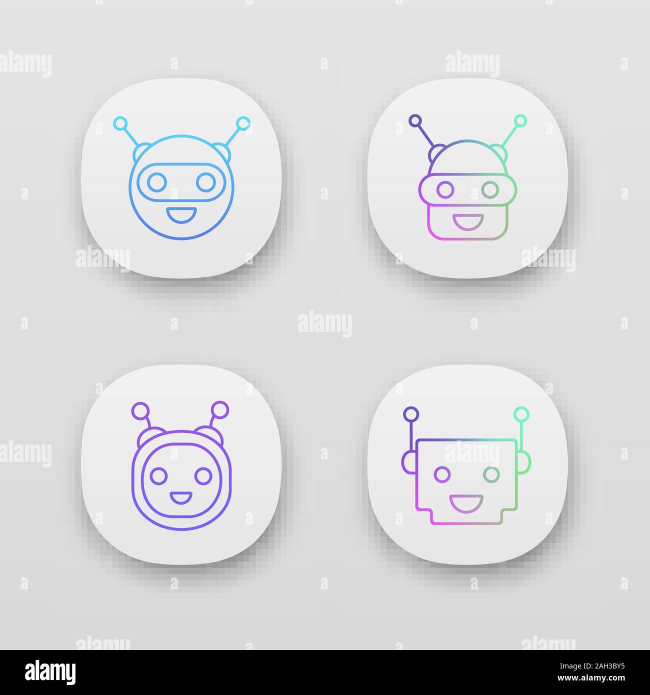 Chatbot App Icons Set Uiux User Interface Talkbots Laughing Virtual