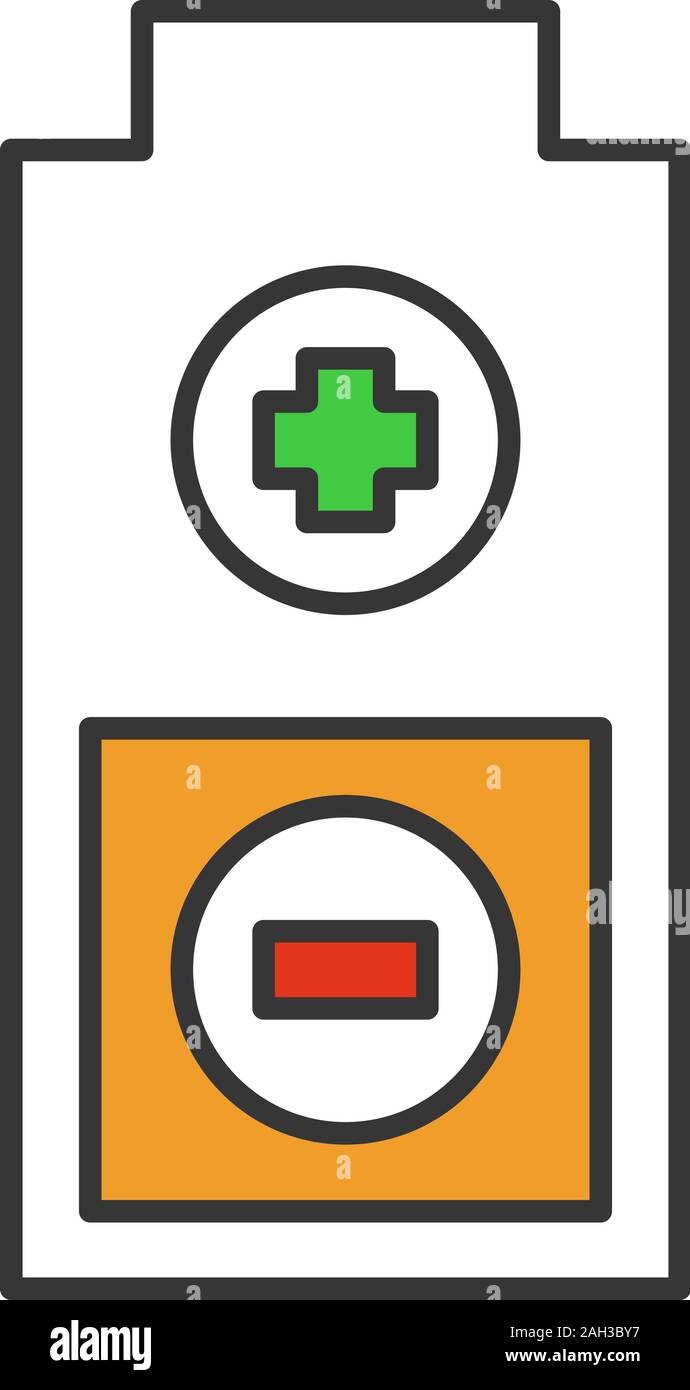 Battery with plus and minus signs color icon. Charging. Battery level ...