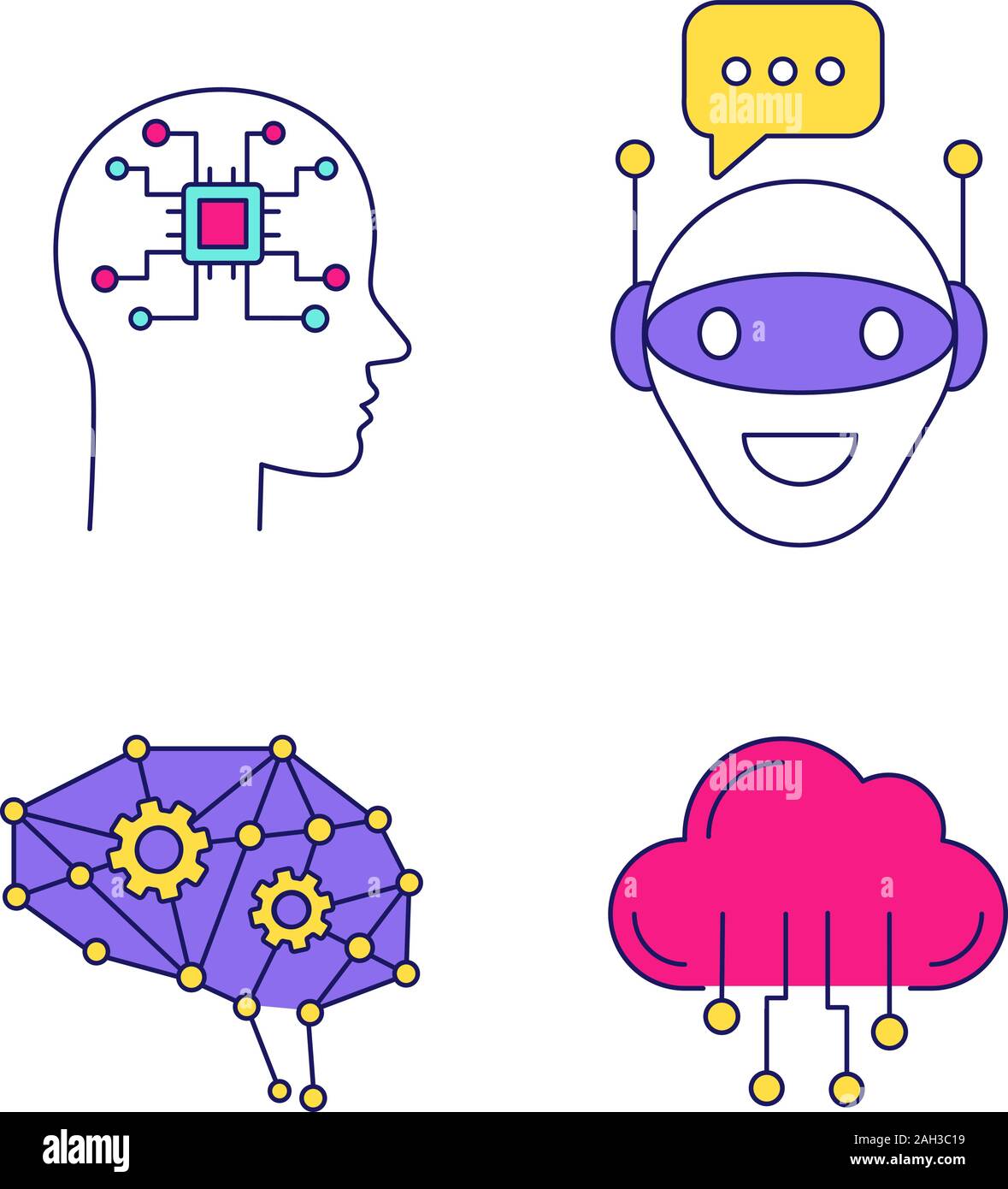 Artificial intelligence color icons set. Neural network Neurotechnology ... Artificial intelligence color icons set. Neural network Neurotechnology ...