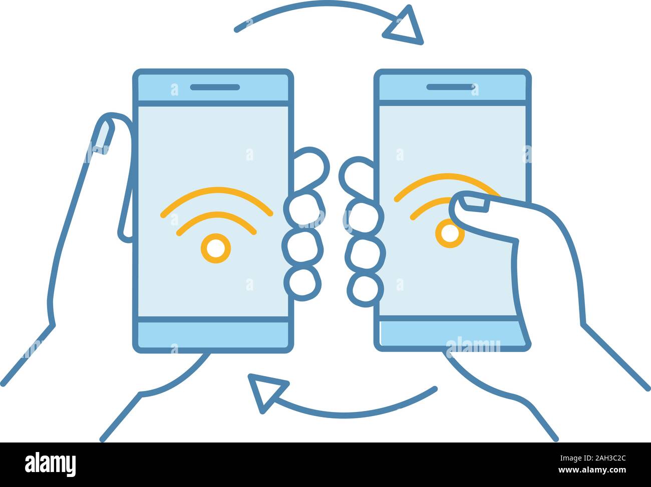 NFC data transfer color icon. Content sharing with smartphones. NFC ...