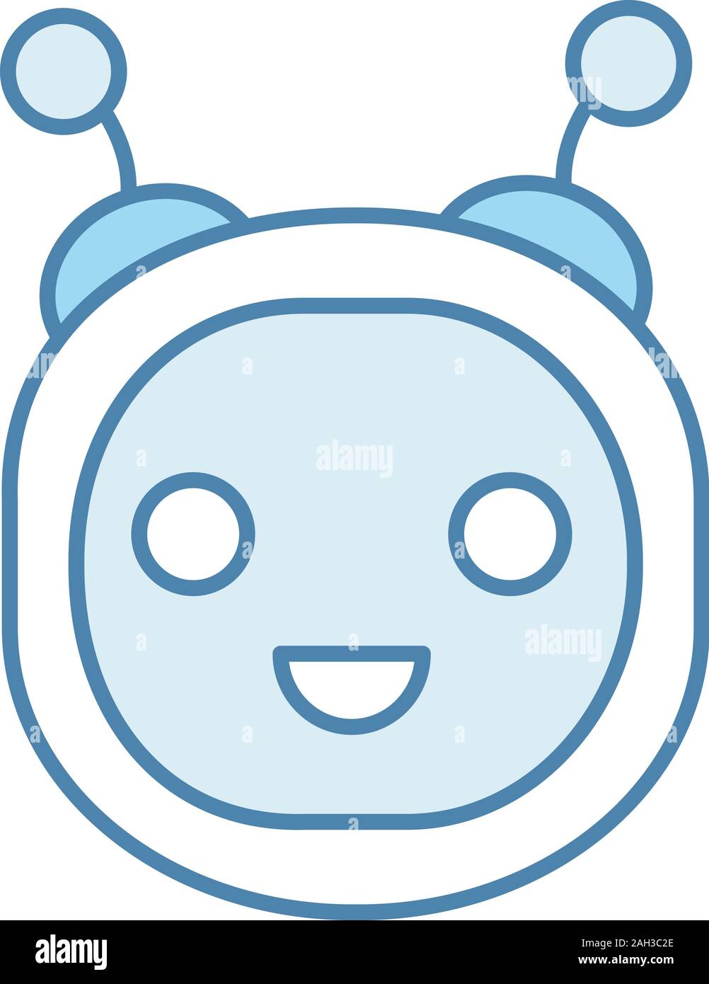 Chatbot color icon. Talkbot. Modern robot. Round head laughing chat bot ...