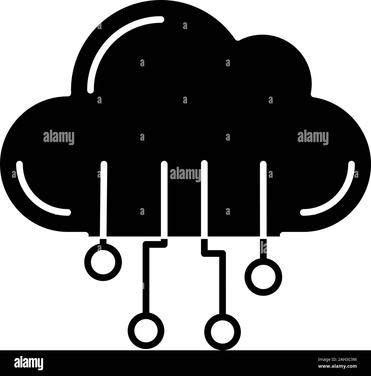 Cloud computing glyph icon. Silhouette symbol. Data cloud. Artificial ...