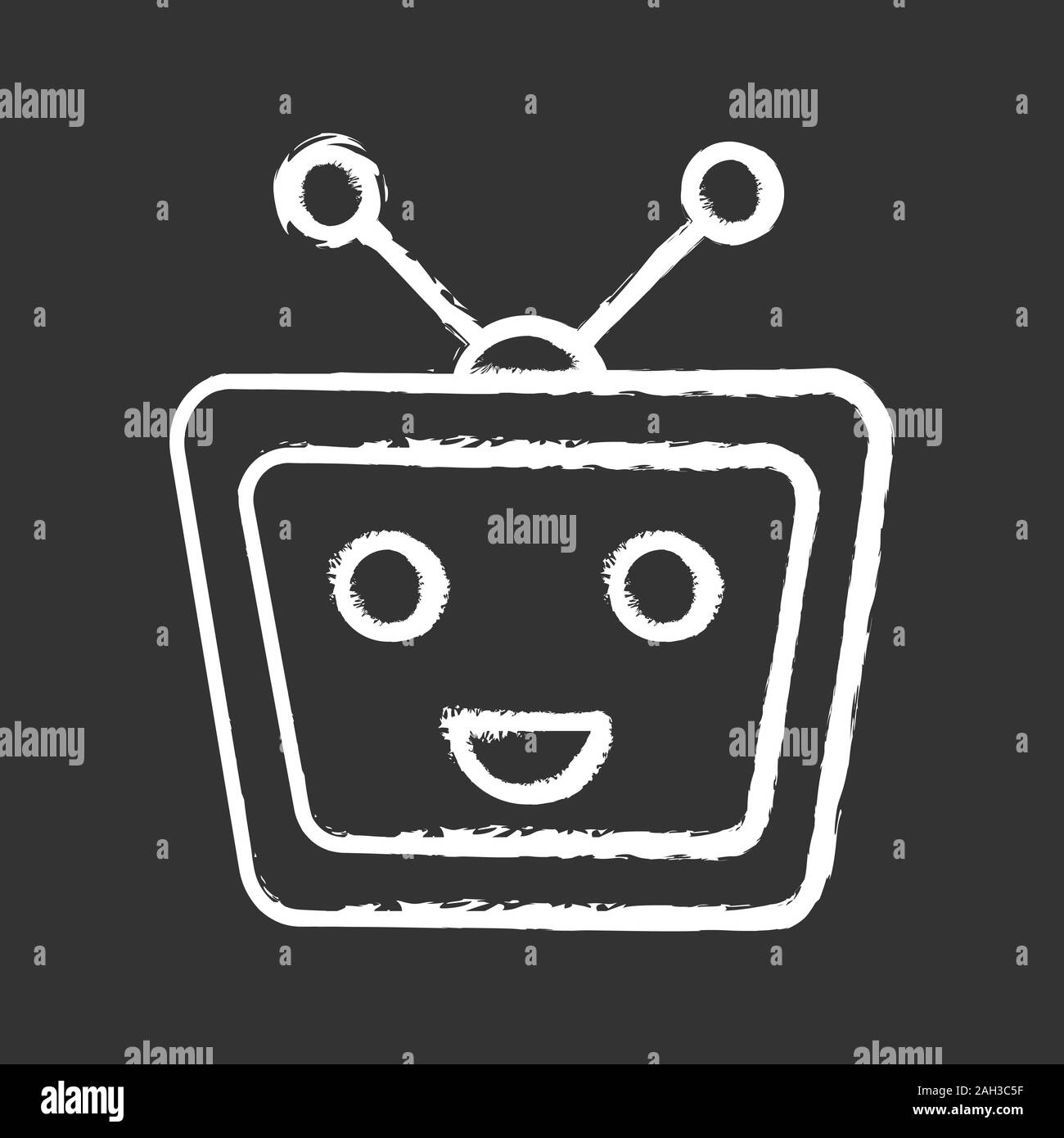 Chatbot chalk icon. Talkbot. Modern robot. TV laughing chat bot. Virtual assistant ...