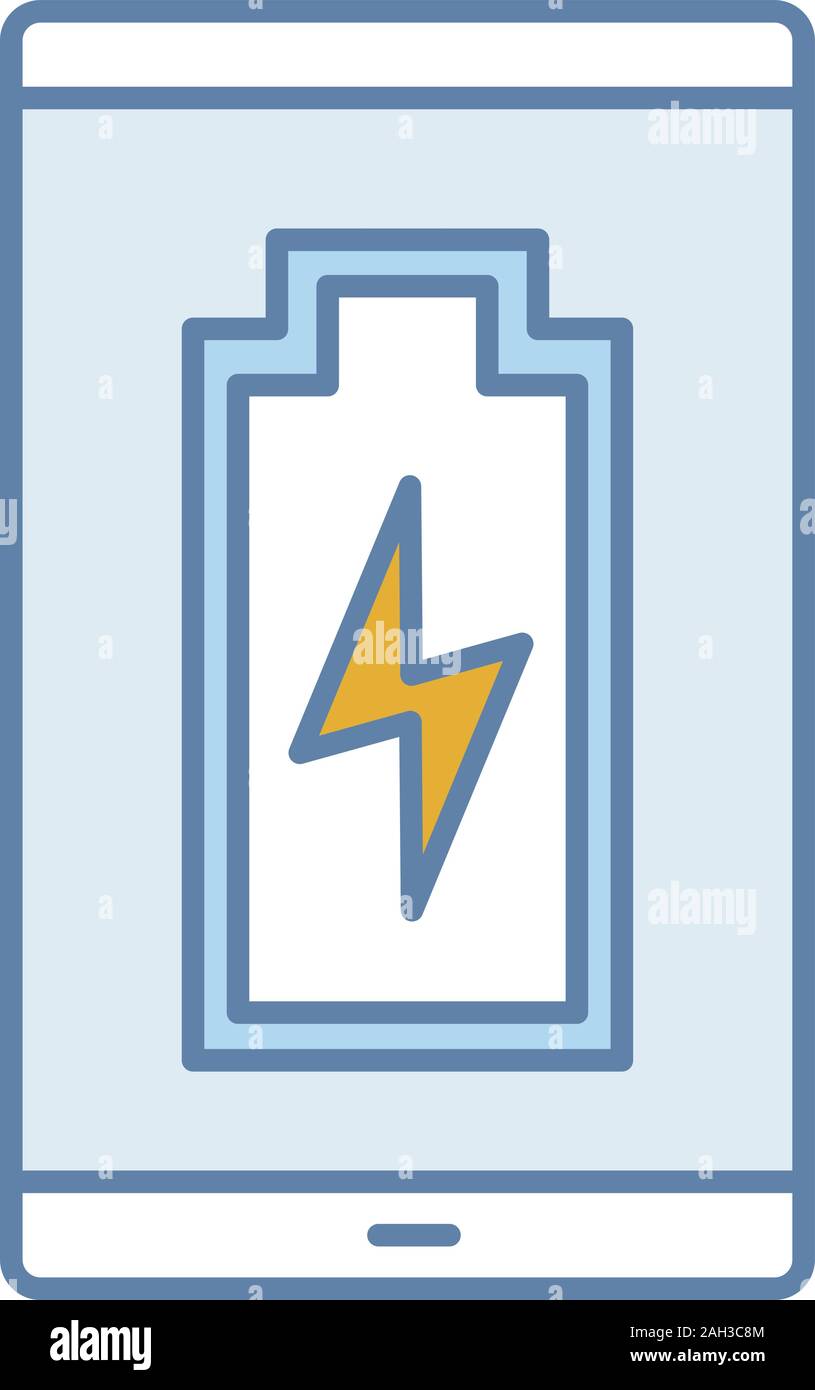 Smartphone battery charging color icon. Charge completed. Mobile phone ...