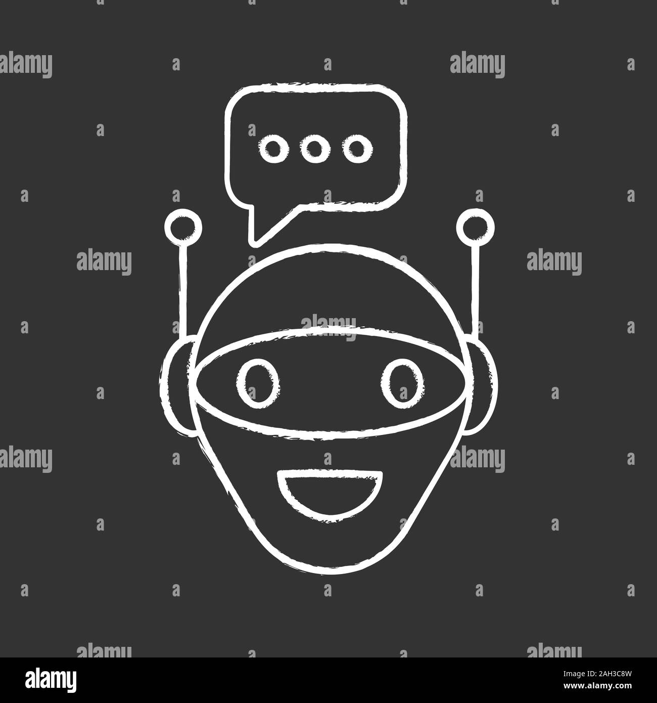 Chat bot chalk icon. Robot. Virtual assistant. Artificial intelligence ...