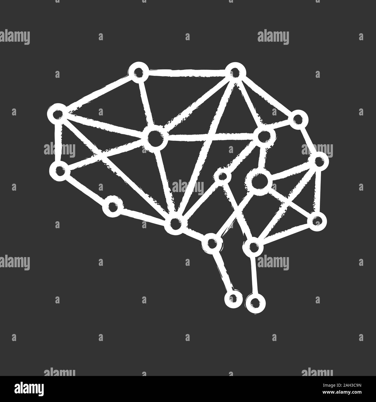 Artificial intelligence chalk icon. Neural network. Digital brain ...