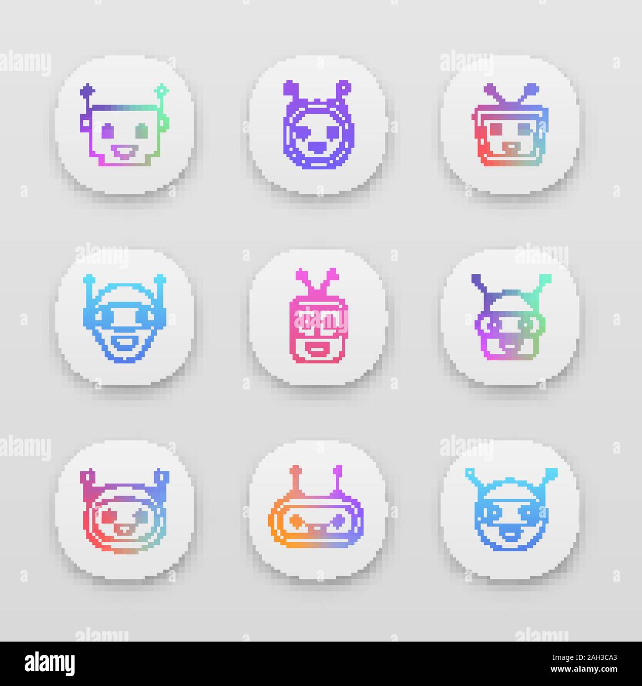 Chatbot App Icons Set Uiux User Interface Modern Robots Emojis Laughing Happy Chat Bot