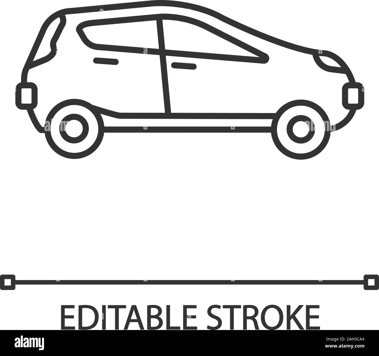 Car side view linear icon. Thin line illustration. Automobile. Contour ...