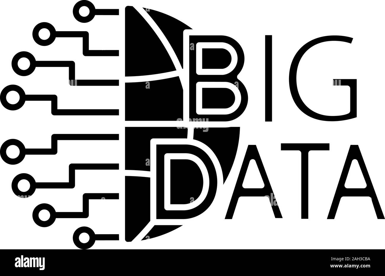 Big data glyph icon. Silhouette symbol. Cloud computing. Database. Artificial intelligence ...