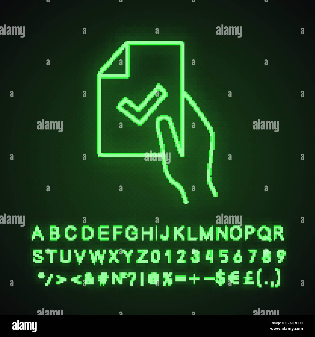 Contract signing neon light icon. Business agreement. Test or exam ...