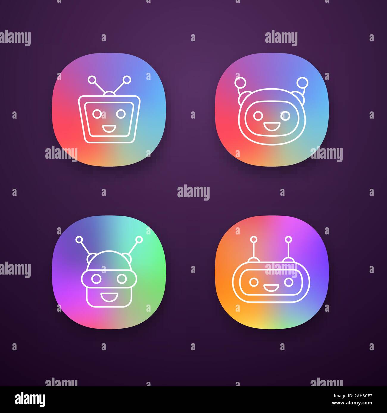 Chatbots app icons set. UI/UX user interface. Talkbots. Laughing ...