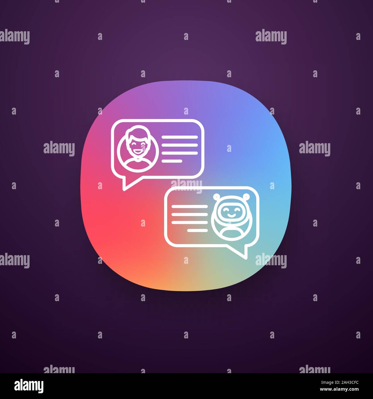 Support chatbot app icon. UI/UX user interface. Talkbot. Online virtual assistant. Chat bot ...