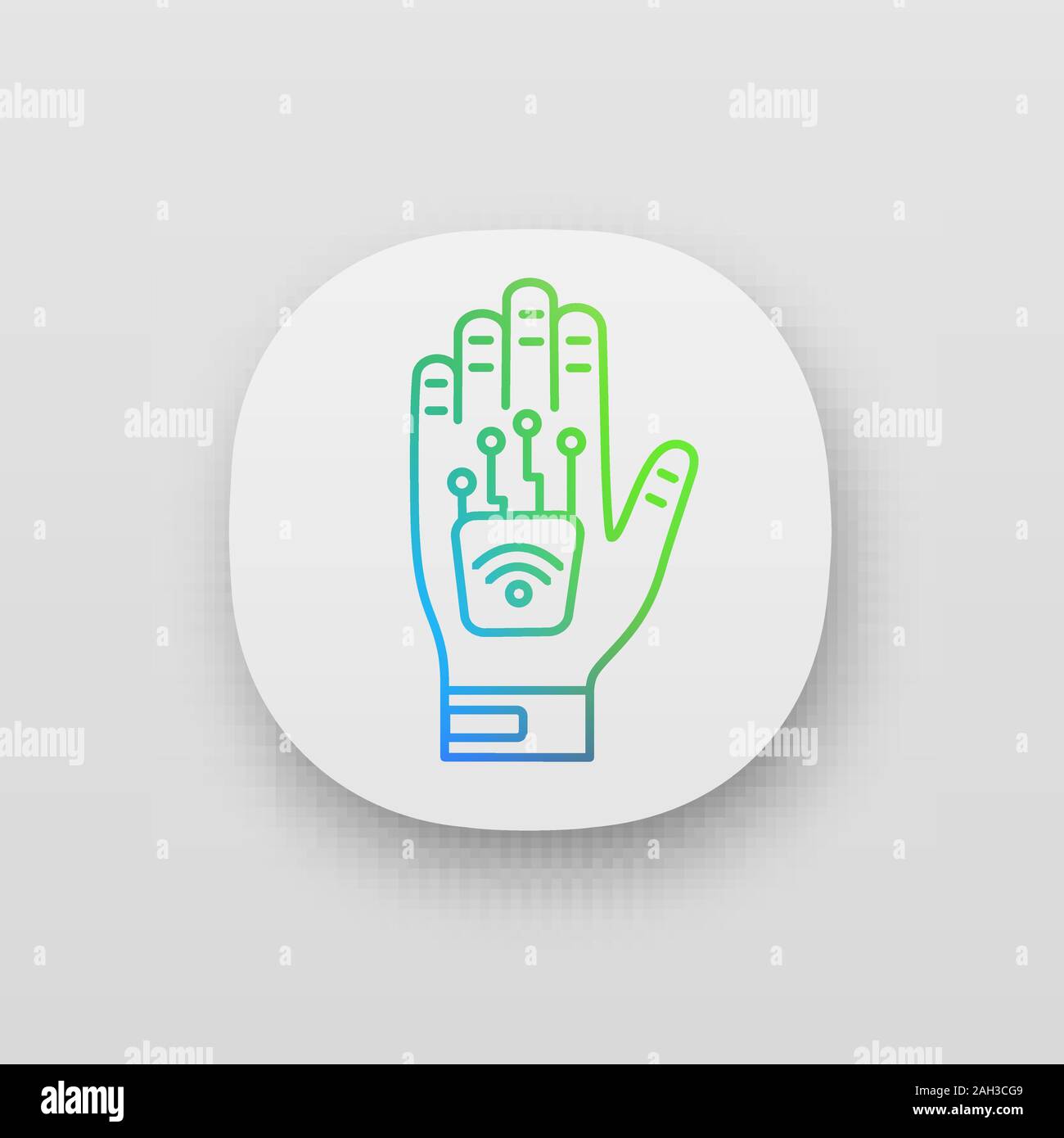 Human microchip implant in hand app icon. NFC implant. Implanted RFID ...