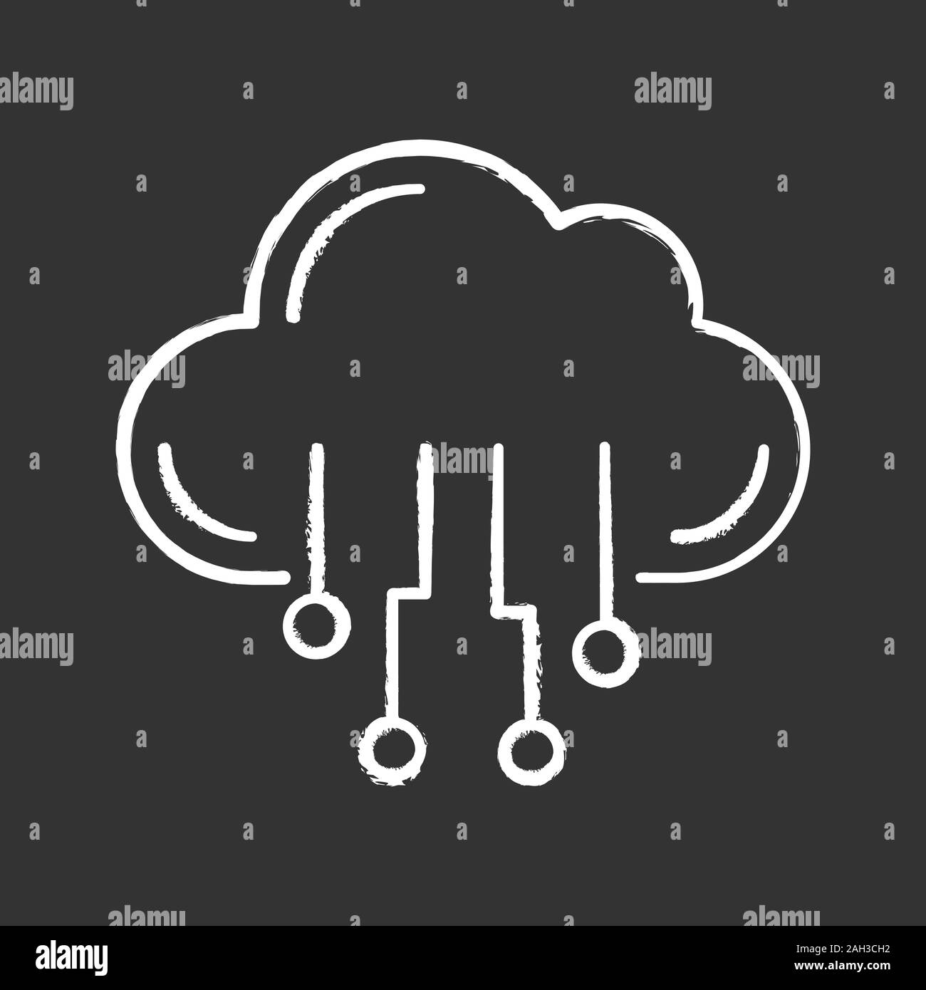Cloud computing chalk icon. Data cloud. Cloud network. Big data. Database. Artificial ...