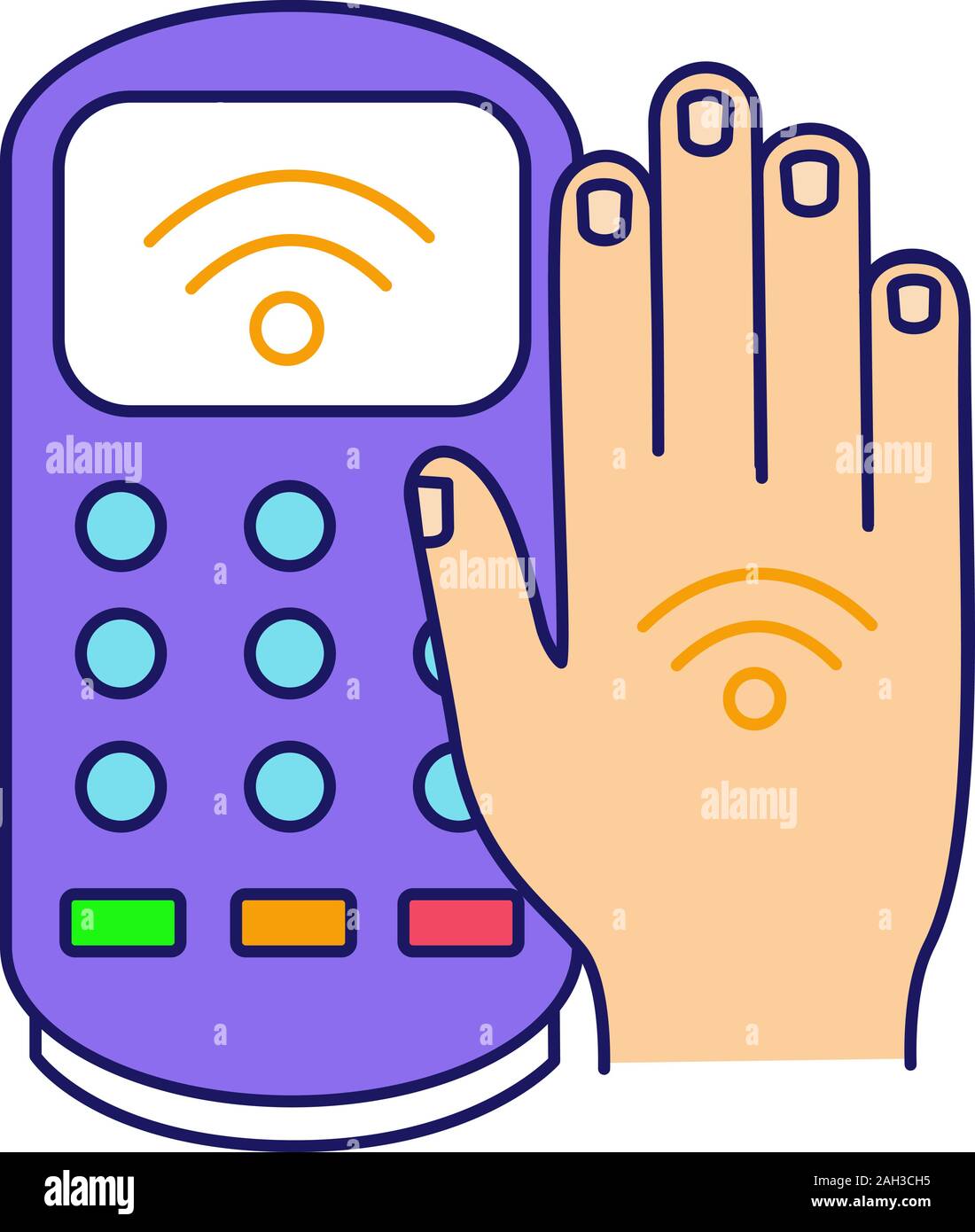 NFC payment terminal color icon. Payment with NFC sticker. POS terminal ... NFC payment terminal color icon. Payment with NFC sticker. POS terminal ...