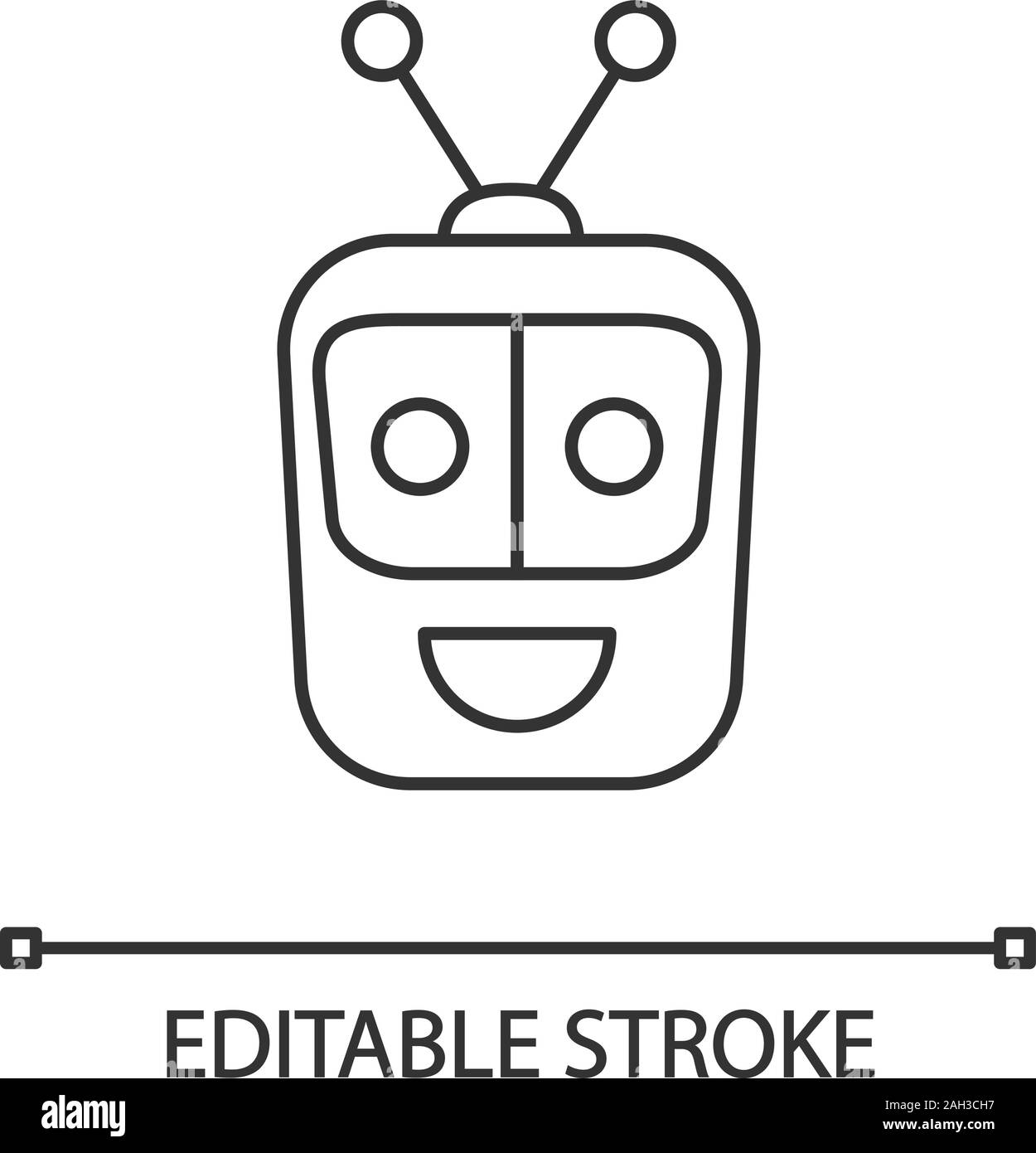 Chatbot linear icon. Thin line illustration. Modern robot. Square head ...