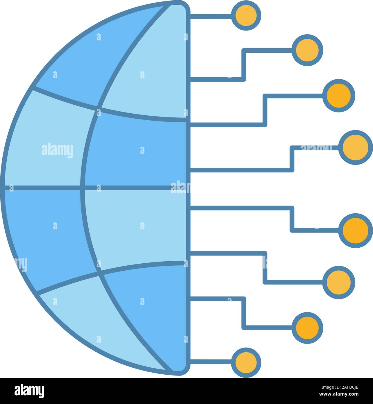 Big data color icon. Cloud computing. Neurotechnology network. Artificial intelligence. Isolated ...