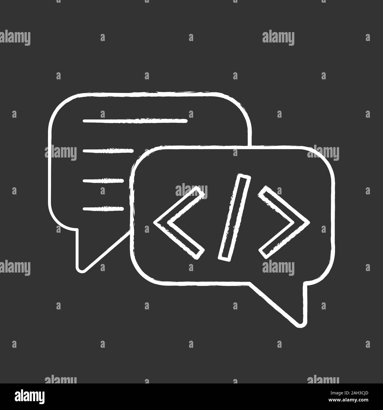 Chatbot Coding Chalk Icon Talkbot With Chip Insert Codebot Code Writing Virtual Assistant