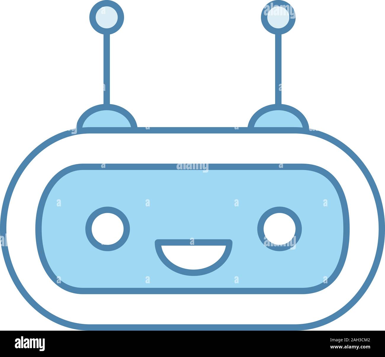 Chatbot color icon. Talkbot. Laughing chat bot. Modern robot. Virtual assistant. Conversational ...