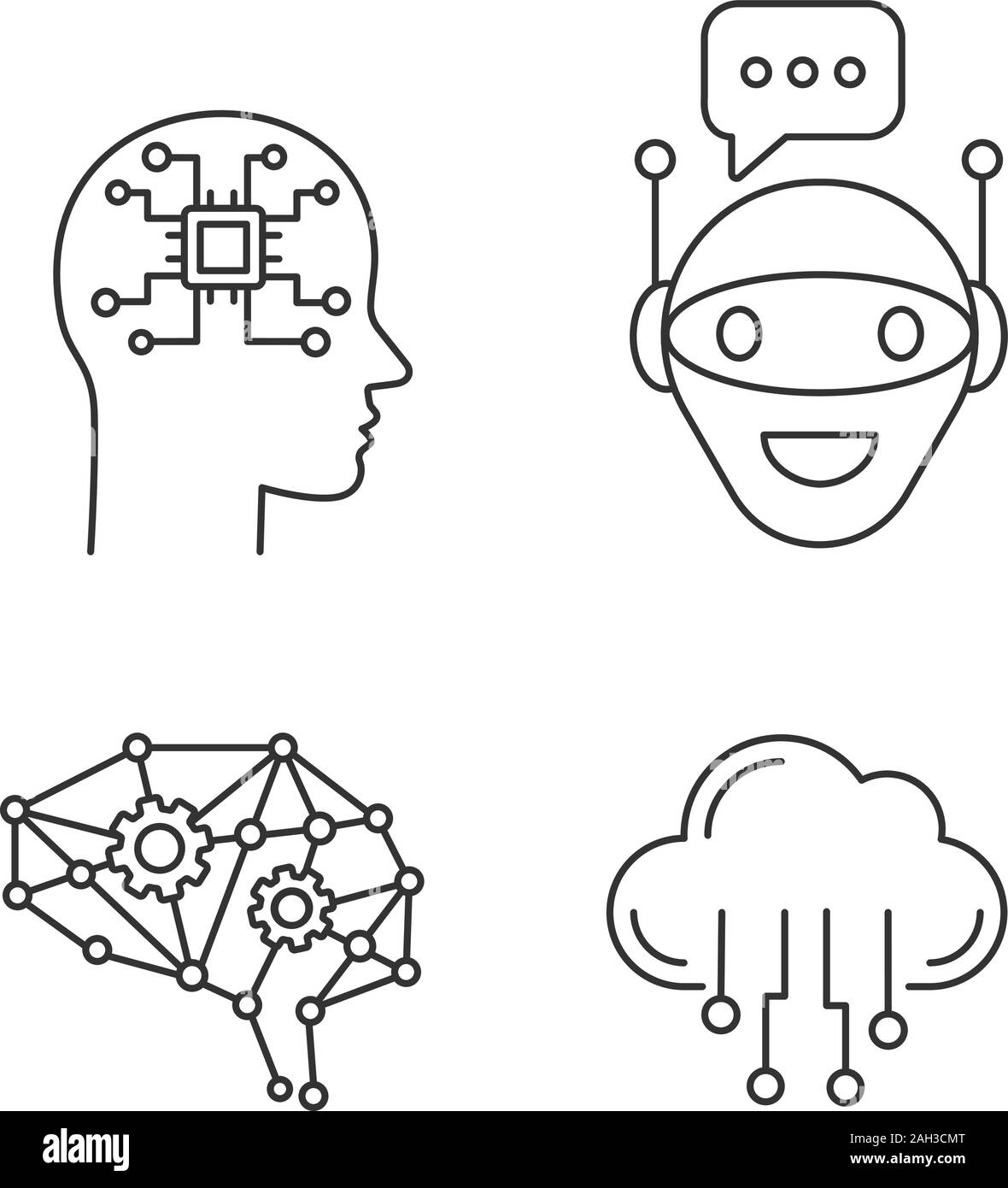 Artificial intelligence linear icons set. Thin line contour symbols ... Artificial intelligence linear icons set. Thin line contour symbols ...