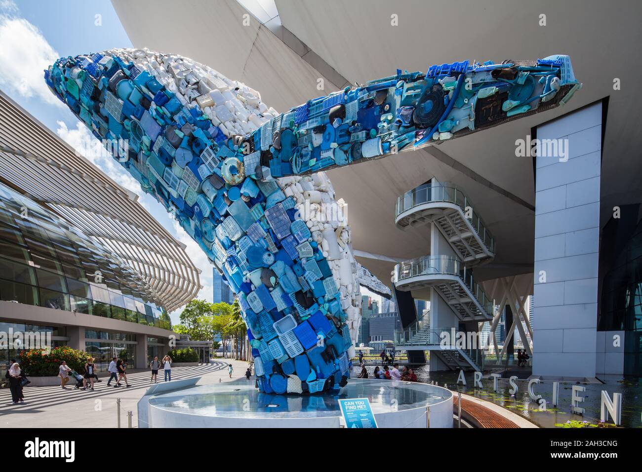 Huge size whale made from plastic waste from ocean is on art display to ...