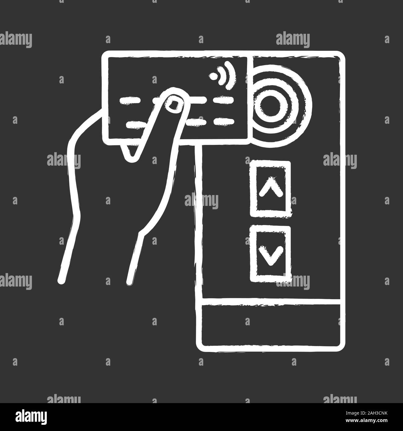 NFC credit card reader chalk icon. NFC public transport payment. Near ...