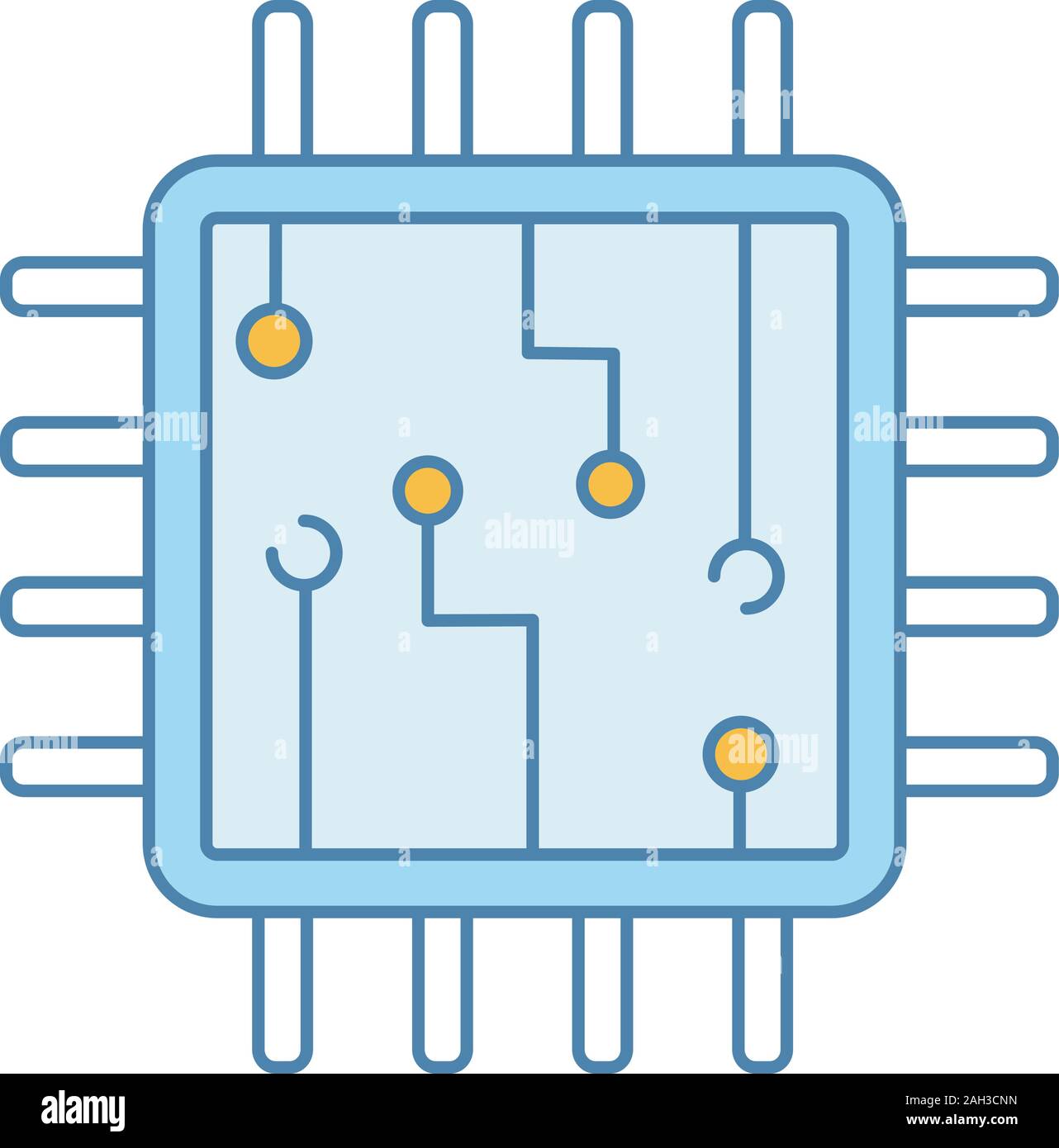 Computer chip color icon. Processor. Memory card. Central processing ...