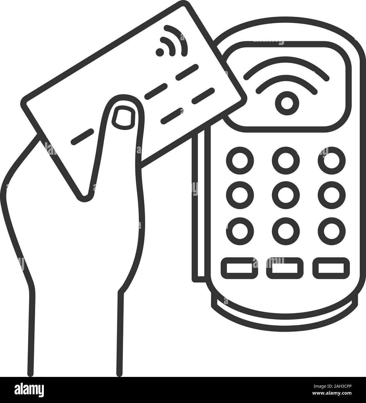 Payment terminal linear icon. POS terminal. Thin line illustration. NFC ...