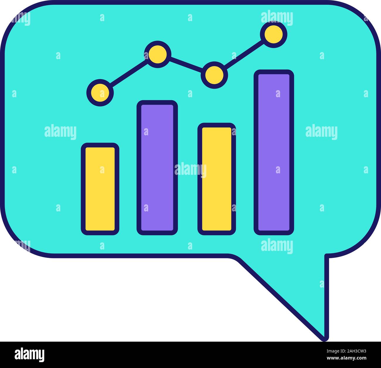 Chatbot graph color icon. Chat bot diagram and analytics. Virtual ...